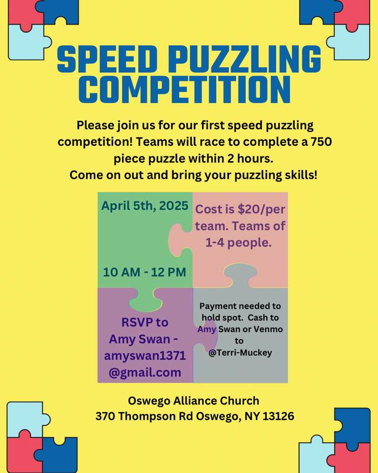 Speed Puzzling Competition 4/5 | Oswego Alliance Church