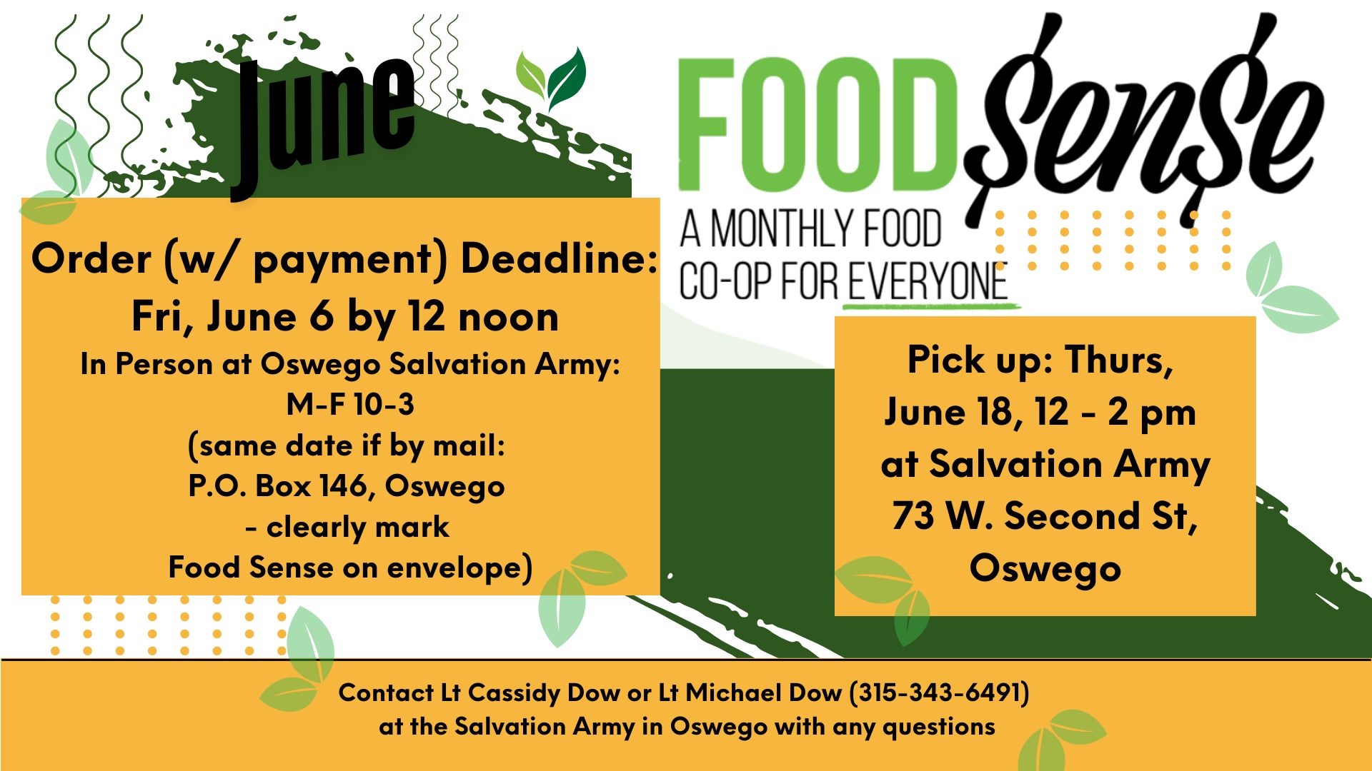 Food Sense Order Due 6/6 noon | Oswego Alliance Church