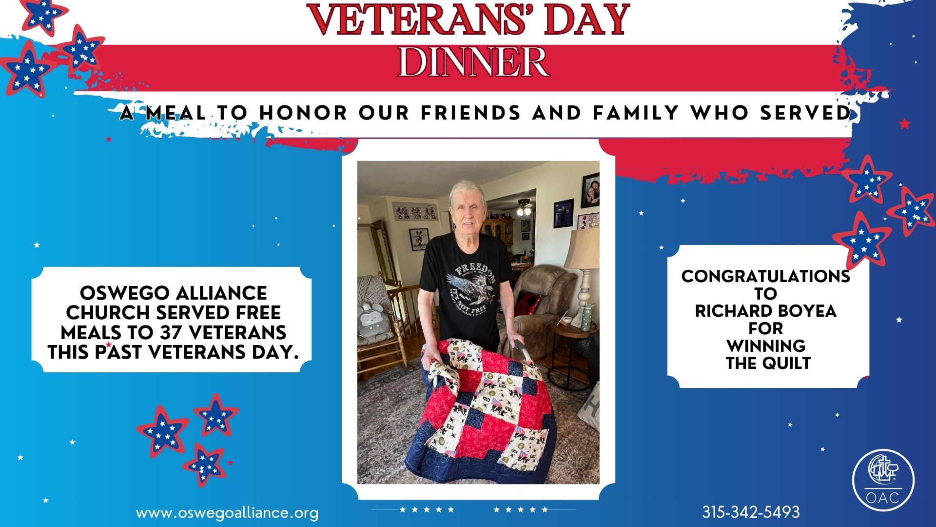 37 Veteran Meals Served at Veterans Day Dinner | Oswego Alliance Church